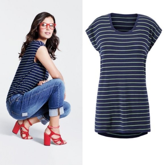 CAbi | Tops | Cabi 5333 Ibiza Tee Navy Island Stripe Large Euc | Poshmark